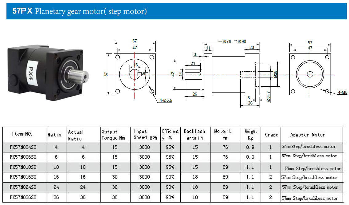 Planetarni reduktor 57, 4:1. Mehatron.rs - Komponente za CNC i automatizaciju