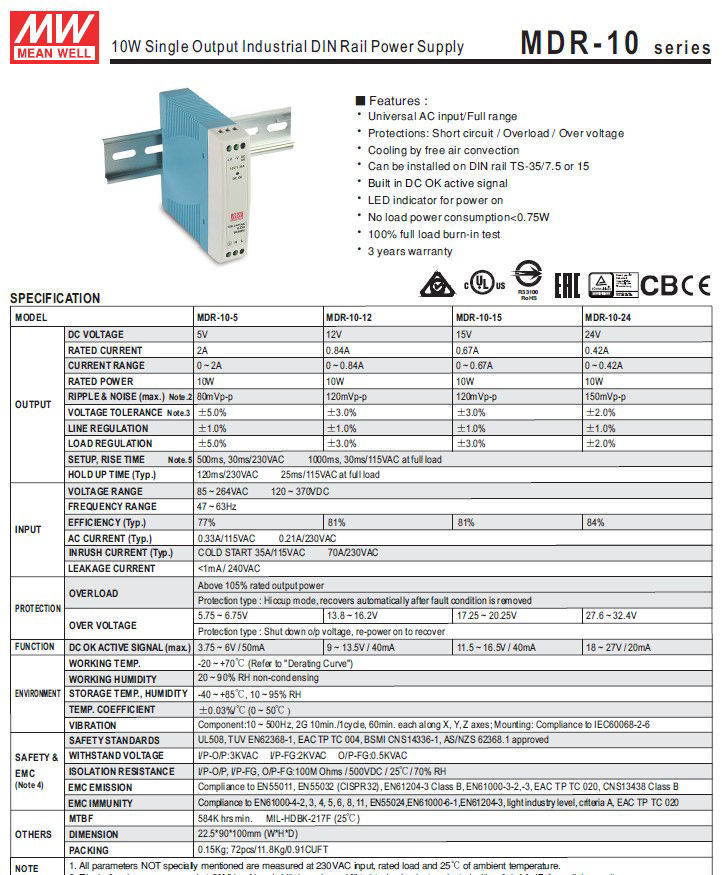 Napajanje Mean Well MDR-10-24 10W 24V. Mehatron.rs - Komponente za CNC i automatizaciju