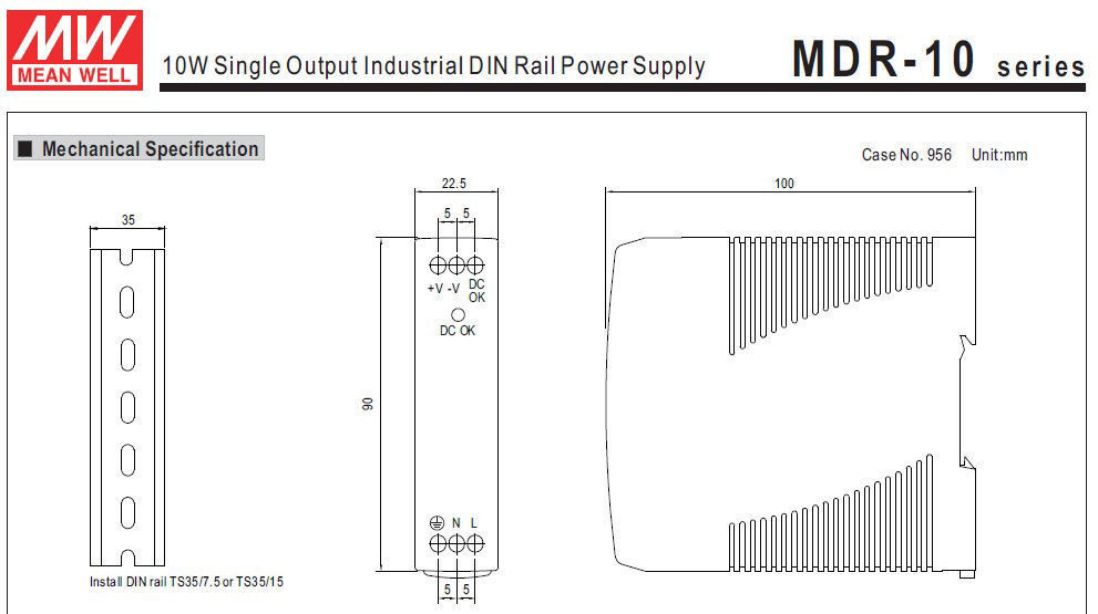 Napajanje Mean Well MDR-10-24 10W 24V. Mehatron.rs - Komponente za CNC i automatizaciju