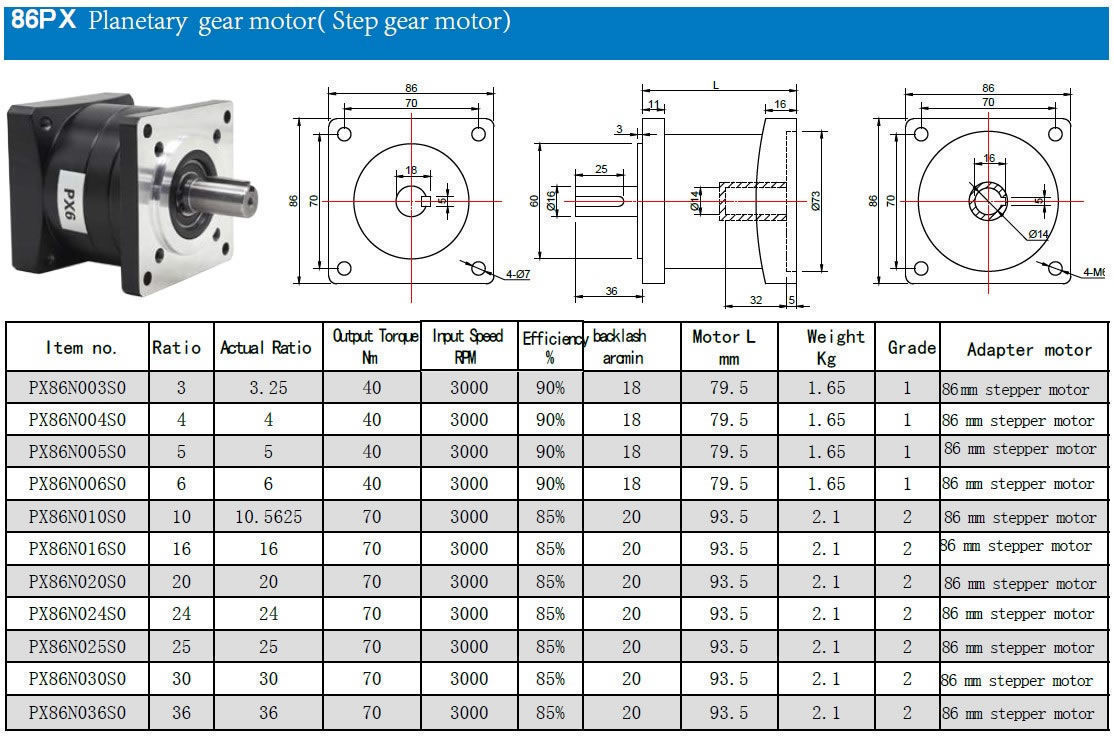 Planetarni reduktor 86, 6:1. Mehatron.rs - Komponente za CNC i automatizaciju